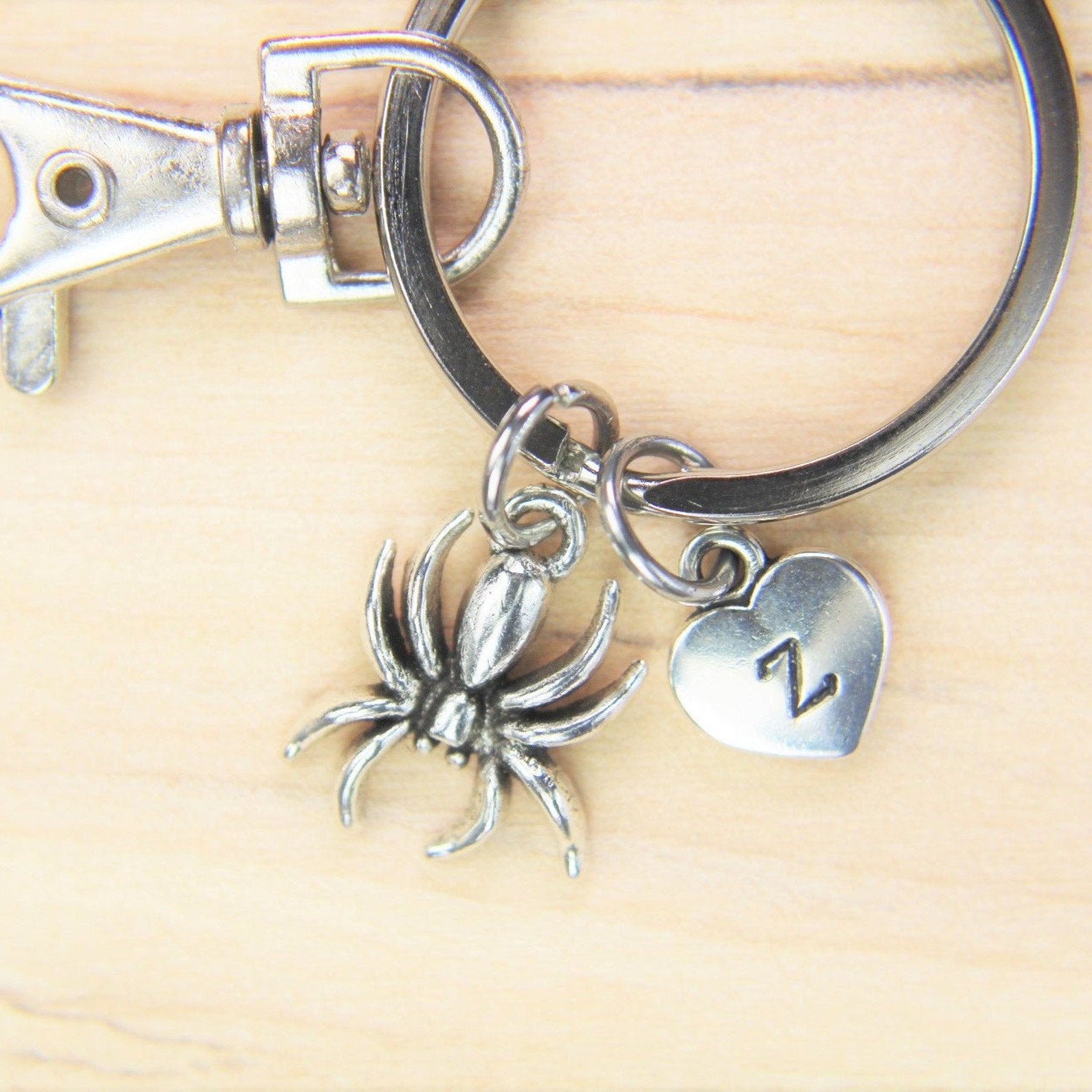 Spider Charm Keychain Silver Spider Charm Keychain Spider | Etsy