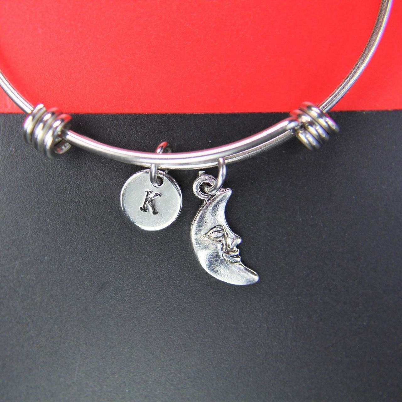 Moon Face Bracelet Moon Face Drop Bangle Eclipse Gift Moon Pendant ...