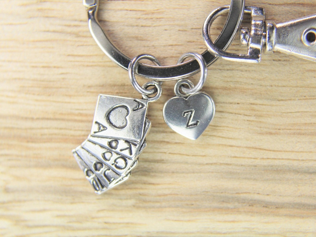 Best Christmas Gift Silver Card Charm Keychain Play Card Keyring ...