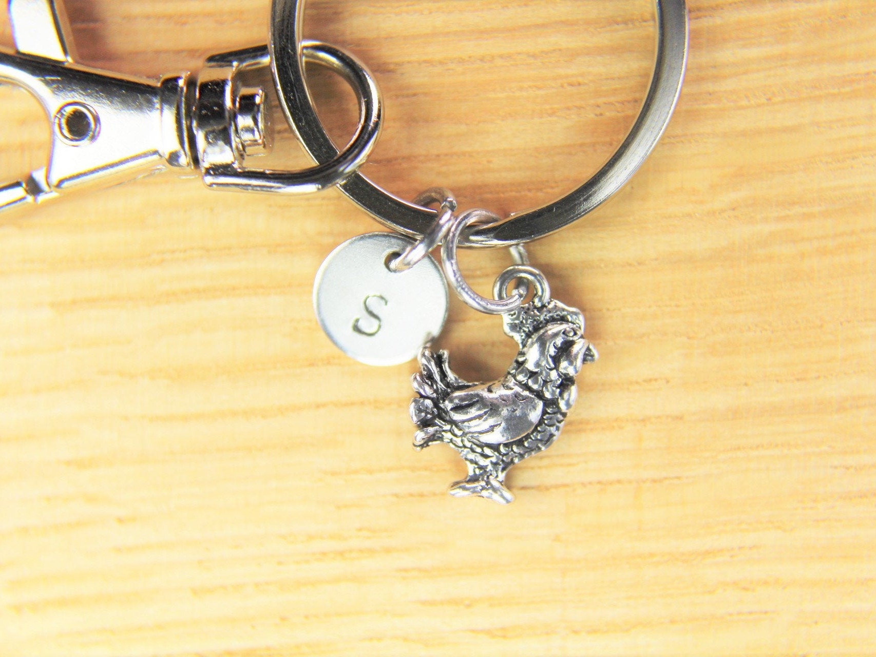 Chicken Keychain Silver Chicken Charm Chicken Charm Chicken - Etsy