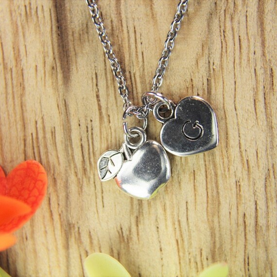 Apple Chain Silver Apple Charm Necklace Fruit Charm Apple | Etsy