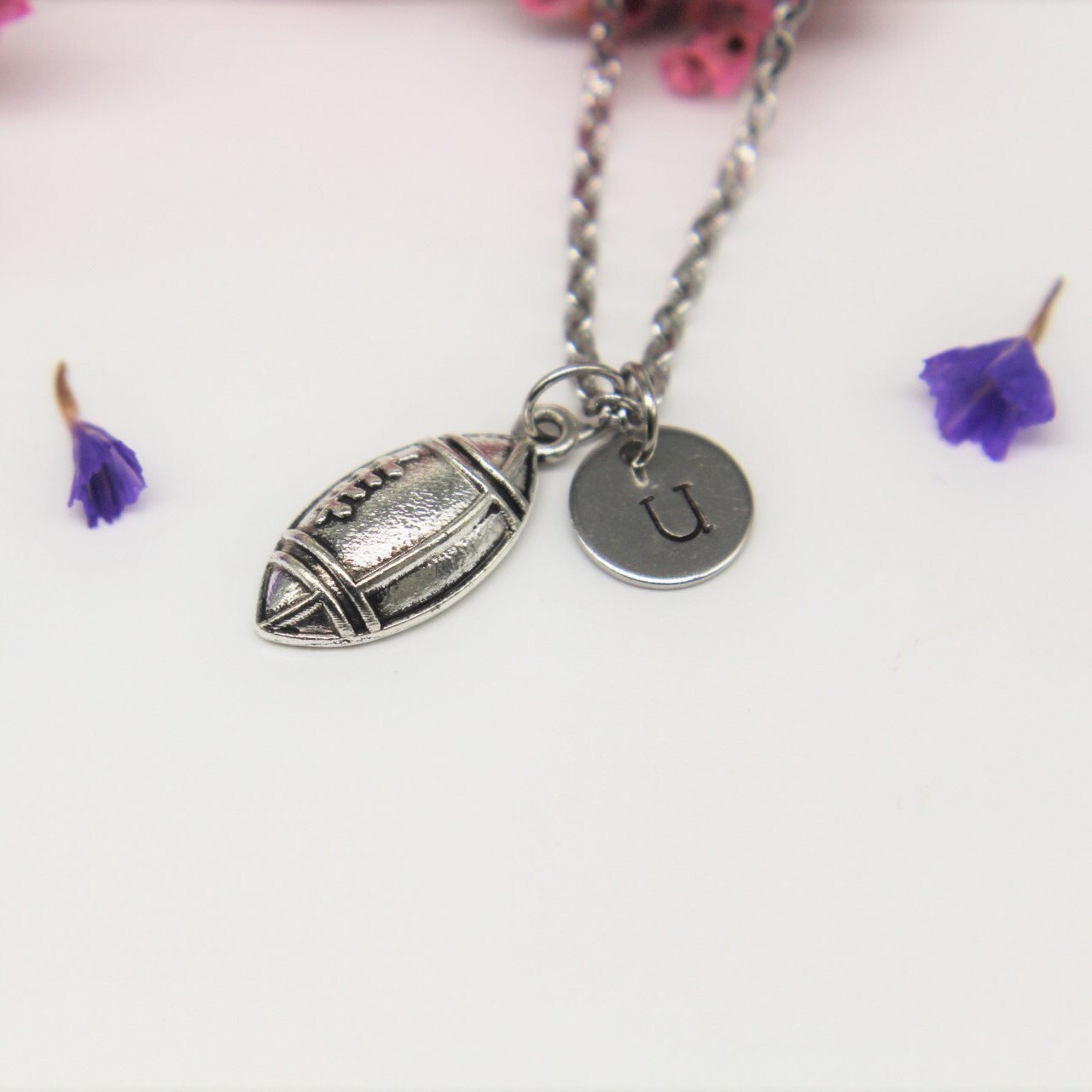 Rugby Necklace Silver Rugby Charm Necklace Sport Gift | Etsy