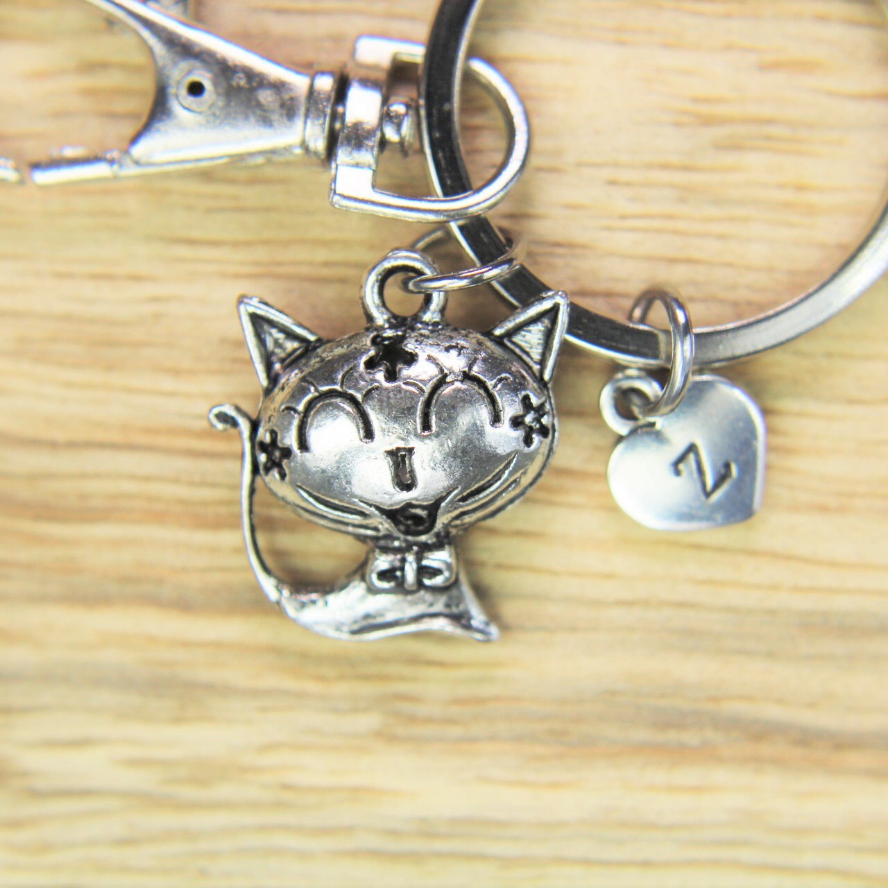 Cat Key ring Silver Cat Charm Pet Charm Cat Jewelry Animal | Etsy