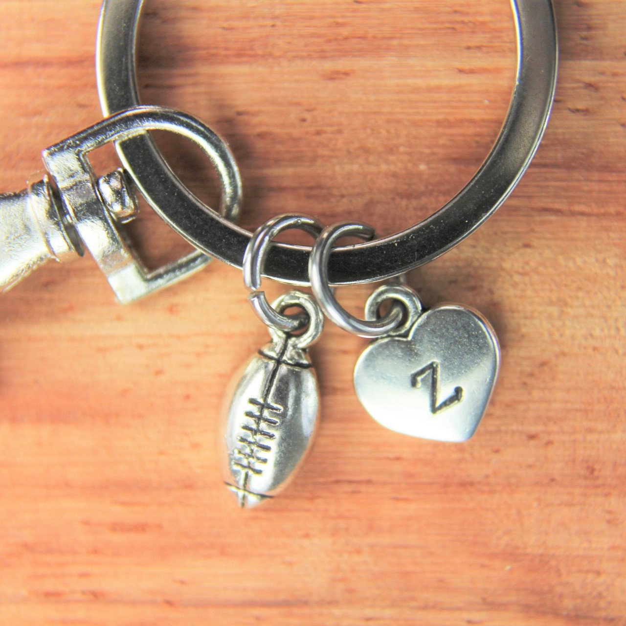 Silver Football Charm Keychain Football Keychain Football Key - Etsy.de