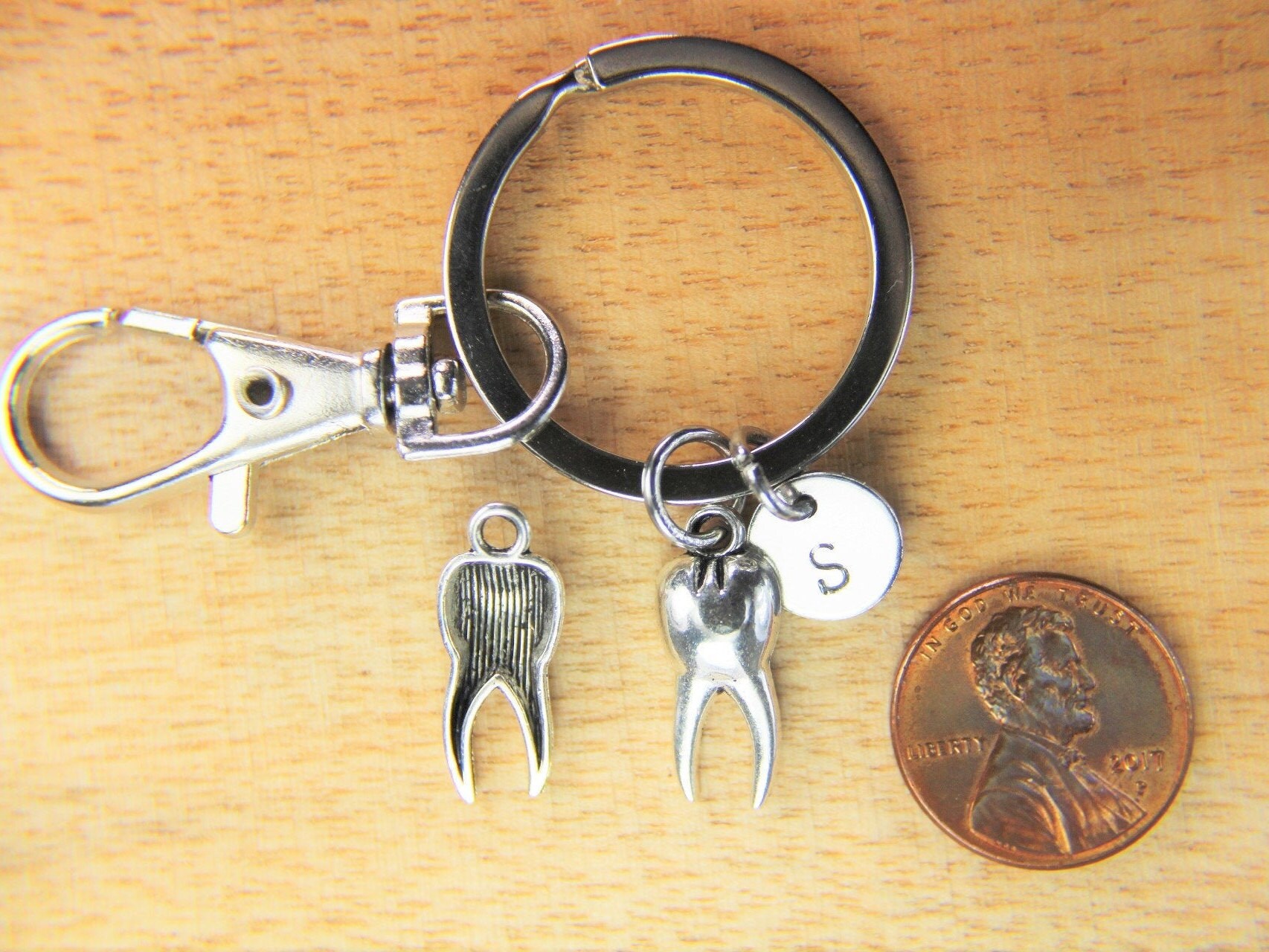 Silver Tooth Charm Keychain Molar Charm Dental Hygienist Charm - Etsy UK