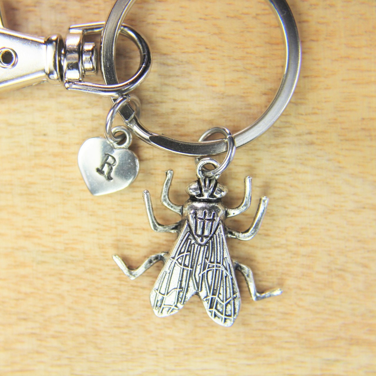 Flying Charm Silver Fly Charm Keychain Insect Charm Birthday - Etsy