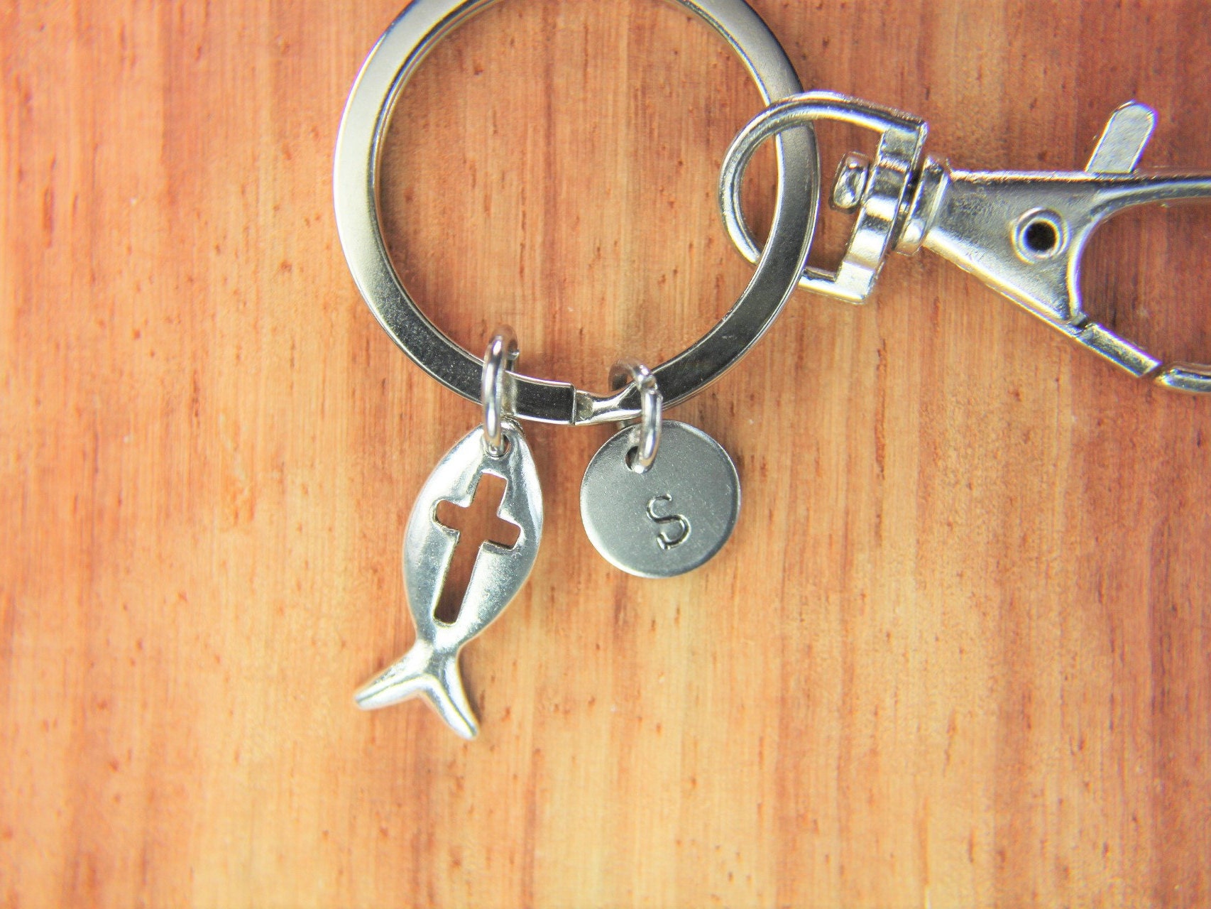 Jesus Fish Cross Charm Silver Jesus Fish Cross Charm Keychain | Etsy