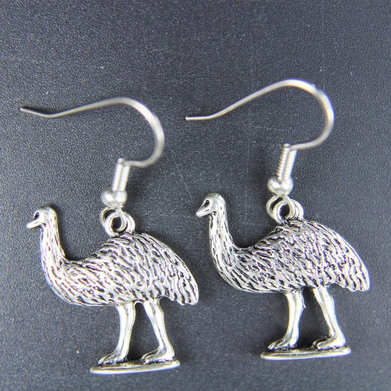 Silver Ostrich Earrings Animal Gift Ostrich Charm Ostrich - Etsy