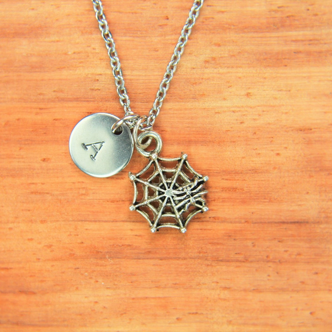 Spider Web Necklace Silver Spider Web Charm Halloween Charm Insect Gift ...