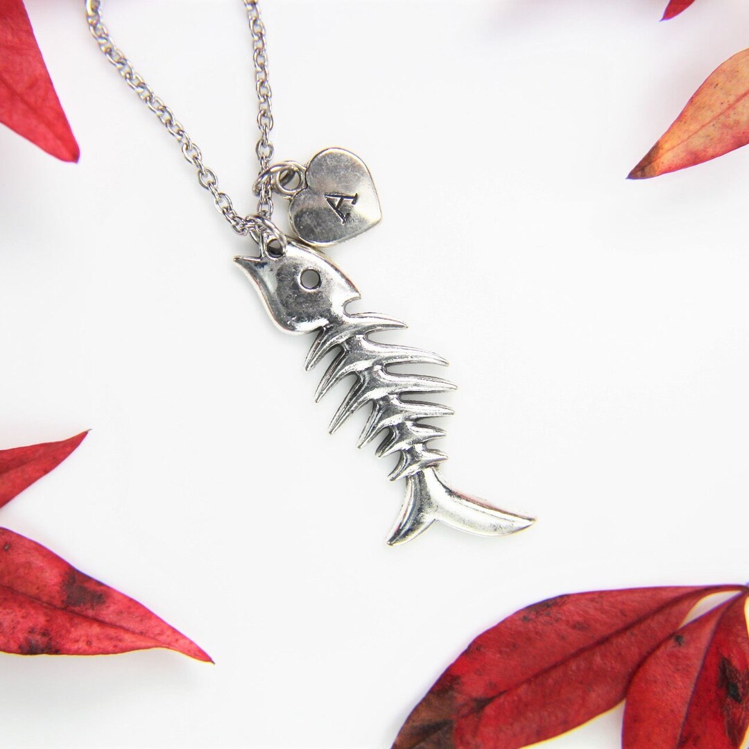 Best Christmas Gift Silver Fishbone Charm Necklace Fishbone Charm ...