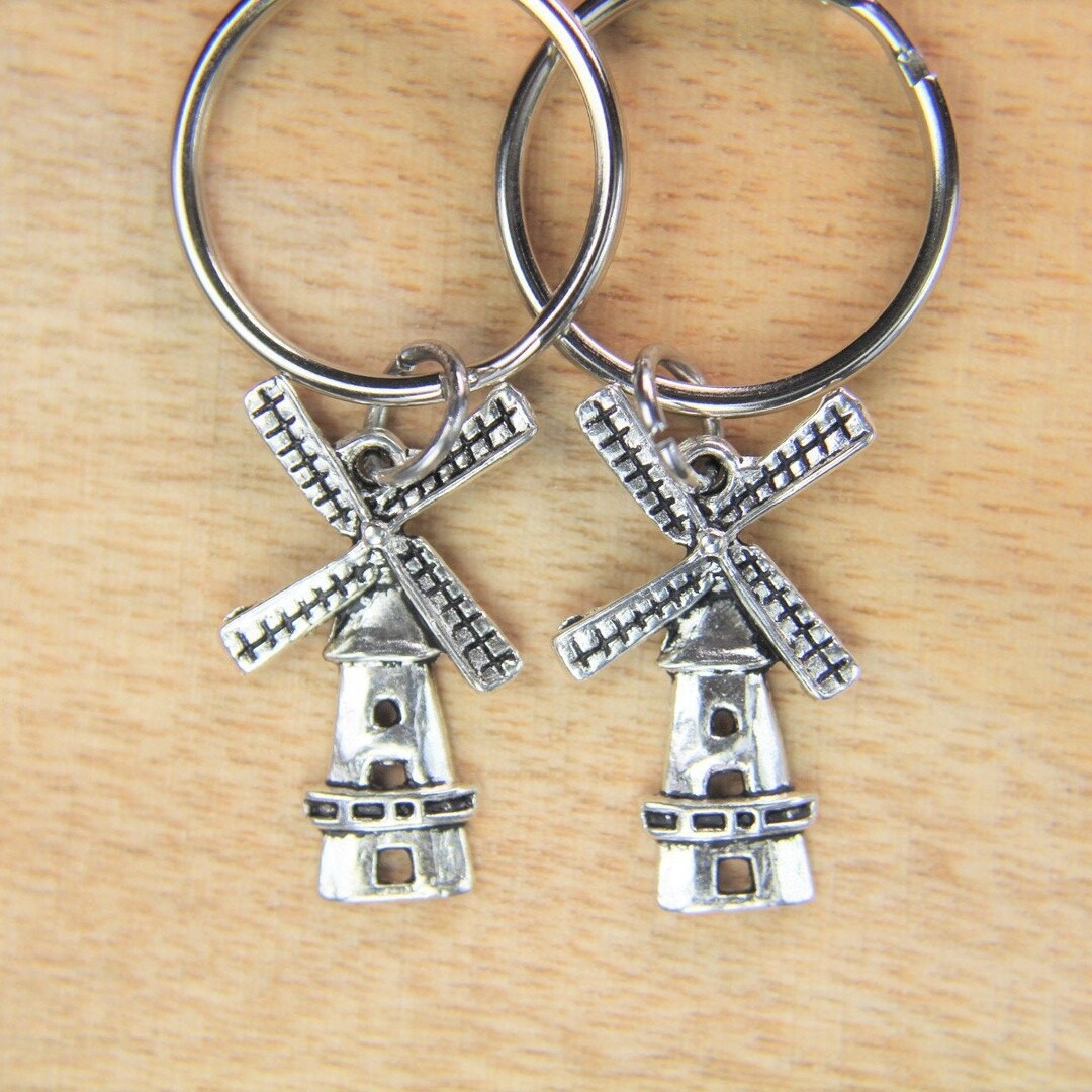 Set of 2 Windmill Charm Keychain Hostess Gift Danish Gift Silve ...