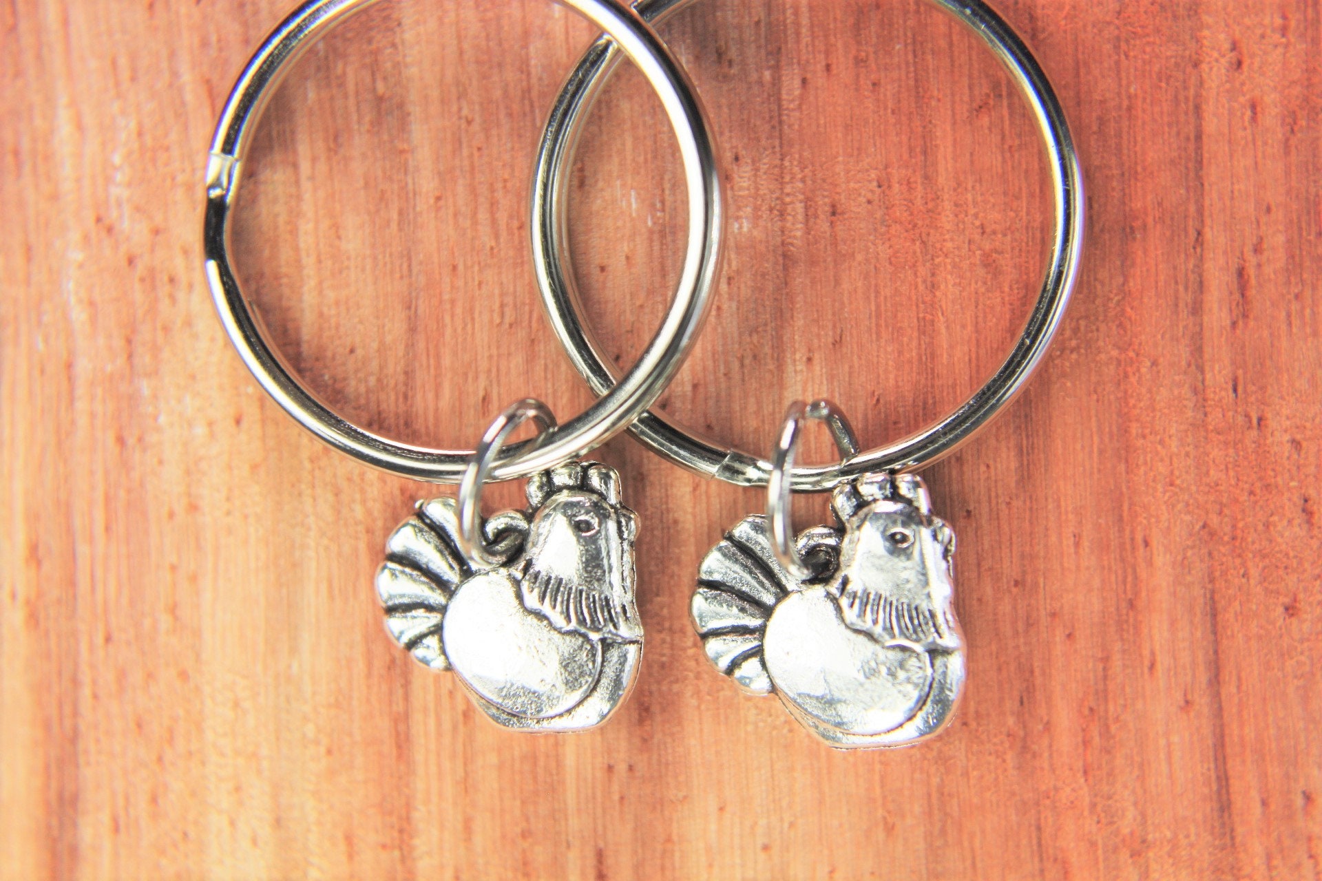Set of 2 Silver Chicken Charm Keychain Chicken Keychain Hen | Etsy