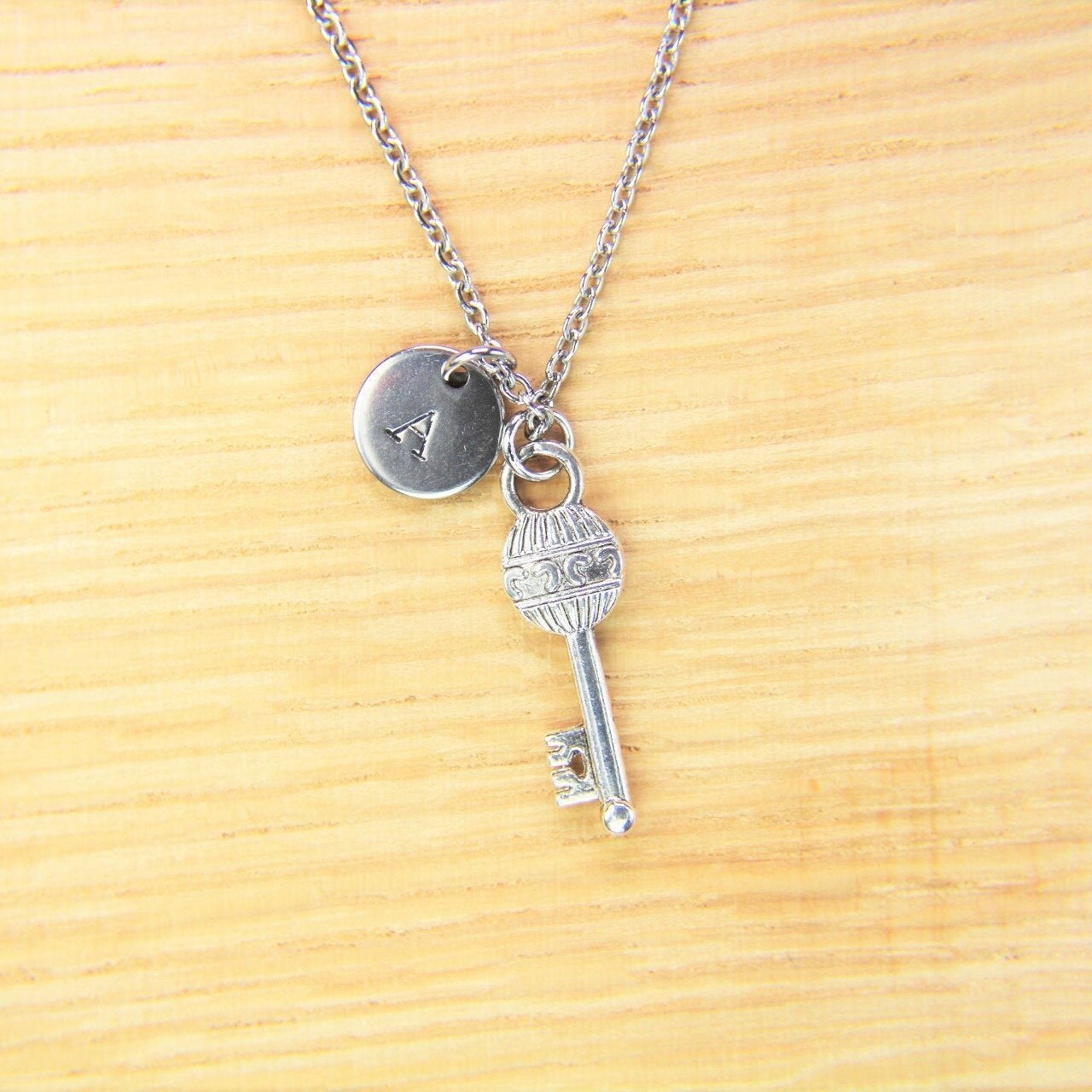 Skeleton Key Chain Silver Skeleton Key Charm Necklace Skeleton | Etsy