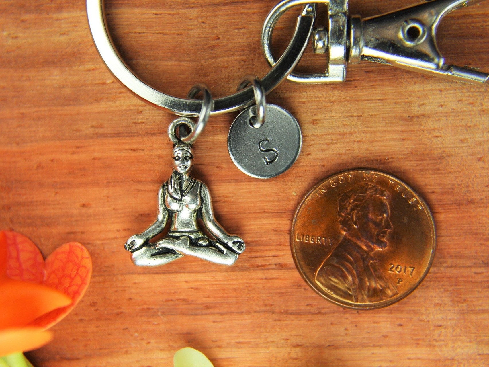 Yoga Keychain Silver Yoga Charm Keychain Yogi Charm | Etsy