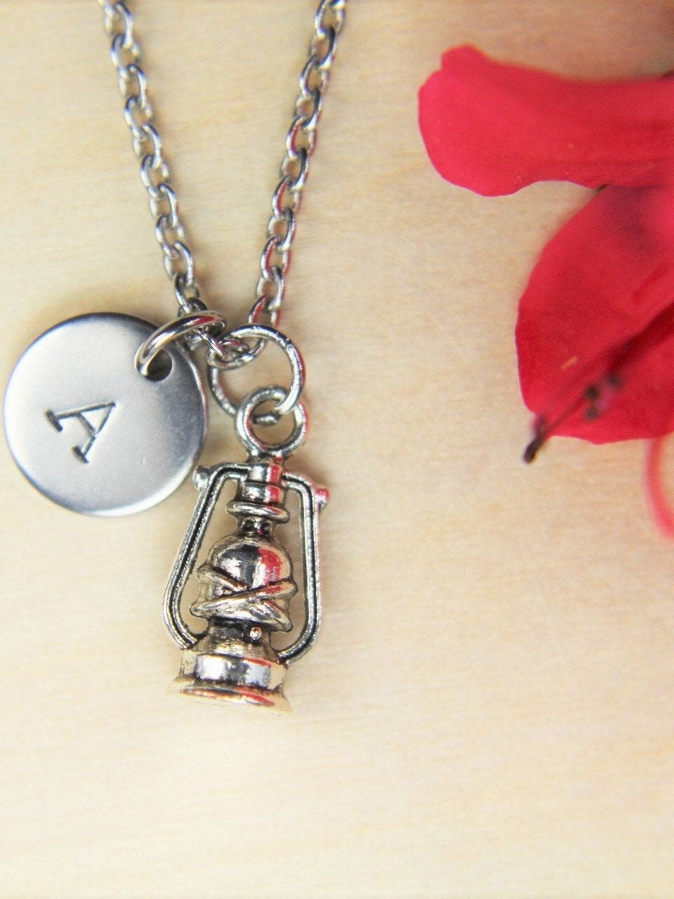 Lantern Necklace Silver Lantern Charm Necklace Personalized | Etsy