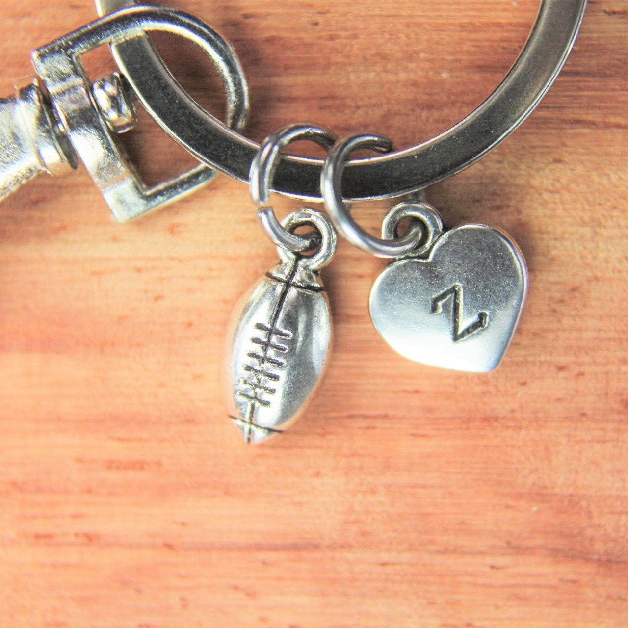 Silver Football Charm Keychain Football Keychain Football Key - Etsy.de