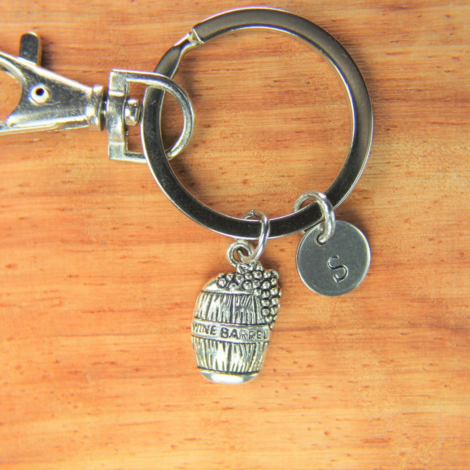 Silver Wine Barrel Charm Keychain Beer Bucket Charm Keychain Wine ...