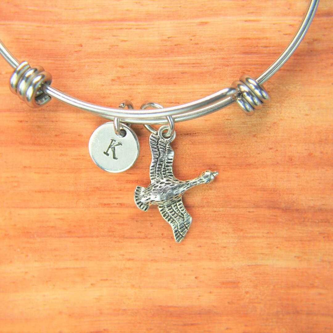 Silver Goose Charm Bracelet Flying Bird Charm Bangle Duck Charm Bird ...