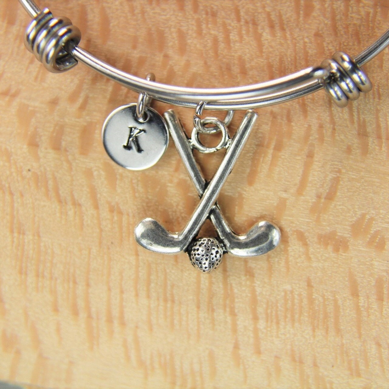 Golf Club Bangle Golf Club Bracelet Golf Club and Ball Charm - Etsy