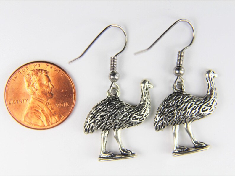 Silver Ostrich Earrings Animal Gift Ostrich Charm Ostrich - Etsy