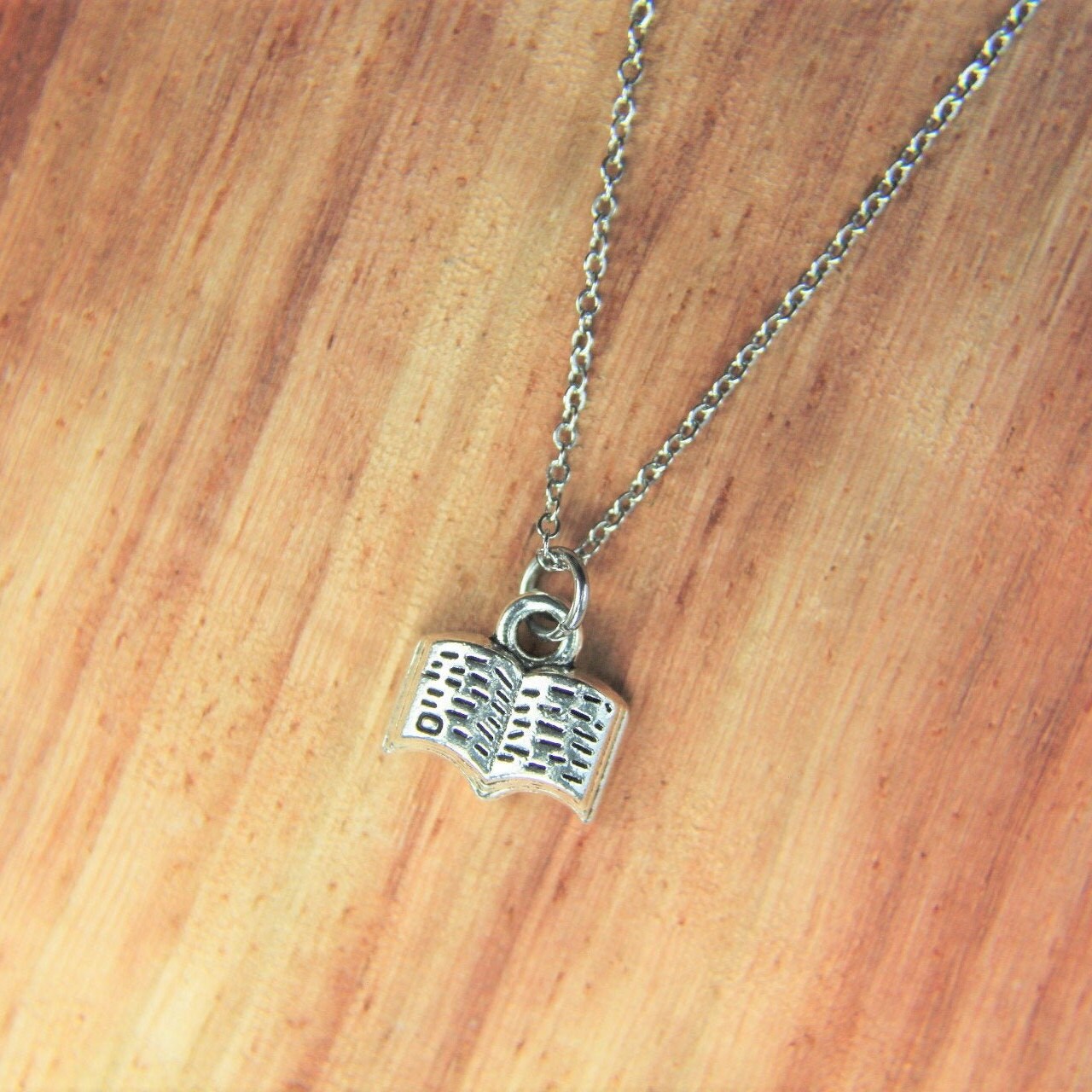 Silver Open Book Charm Necklace Open Book Necklace Open Book | Etsy