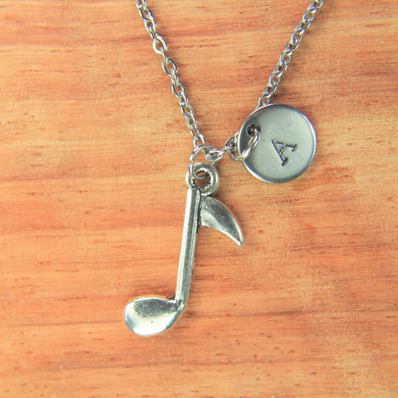 Music Note Necklace Silver Clef Necklace Quarter Note Charm - Etsy