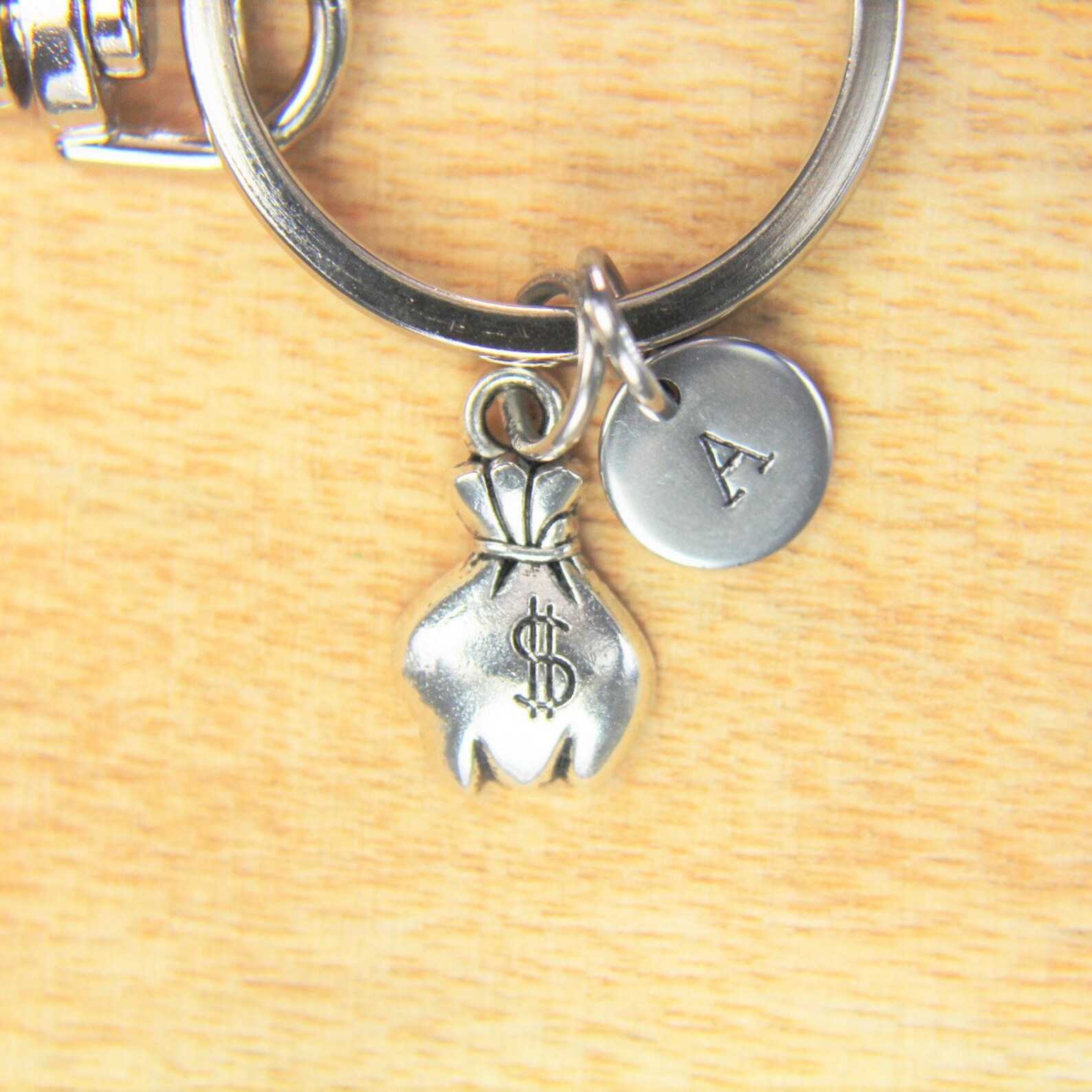 Silver Money Bag With Dollar Charm Keyring Money Bag Keyring | Etsy