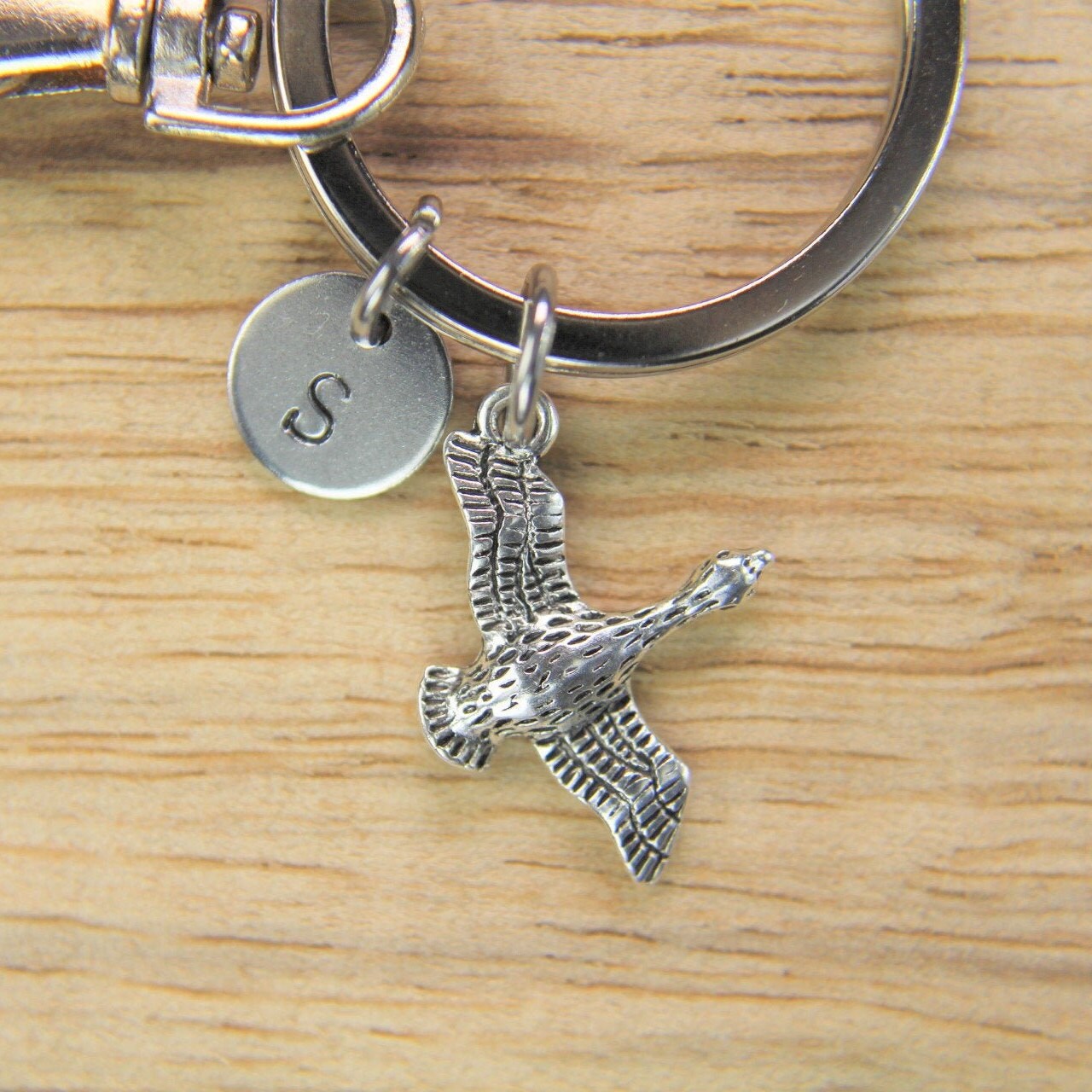 Silver Goose Charm Keychain Flying Bird Charm Keychain Duck - Etsy