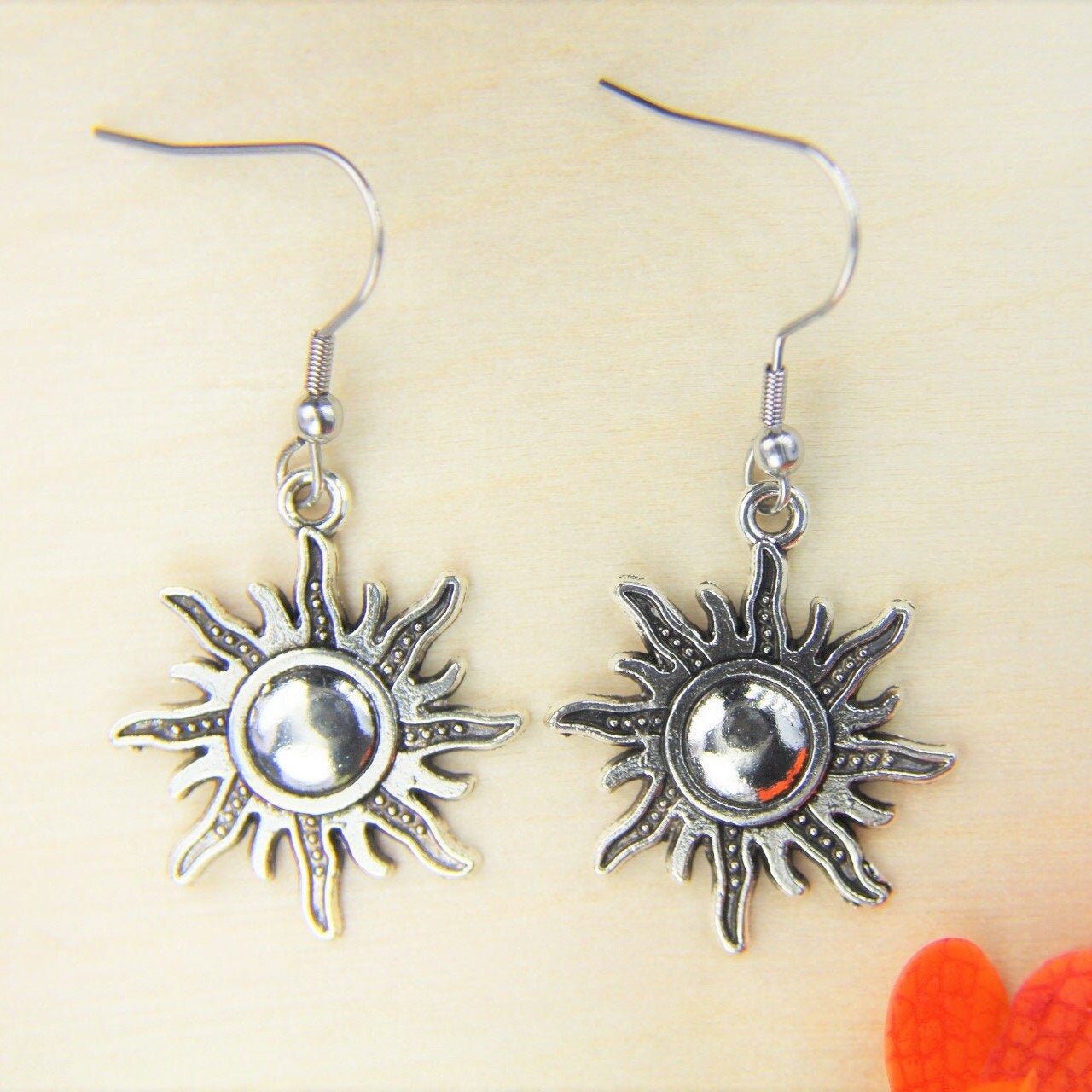 Sun Face Earrings Silver Sun Charm Earrings Sun Jewelry Sun Gifts ...