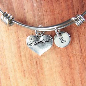 Goddaughter Bracelet Silver Goddaugther Charm Bangle Daughter Jewelry ...