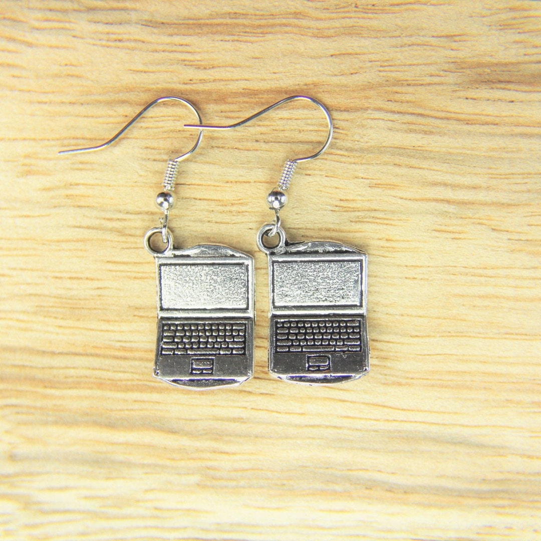 Laptop Earring Silver Computer Charm Earring Laptop Charm Calculator ...