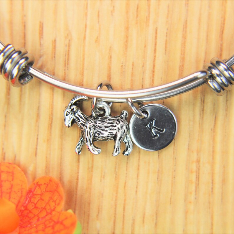 Silver Goat Charm Bracelet Goat Charm Bangle Goat Charm Goat - Etsy