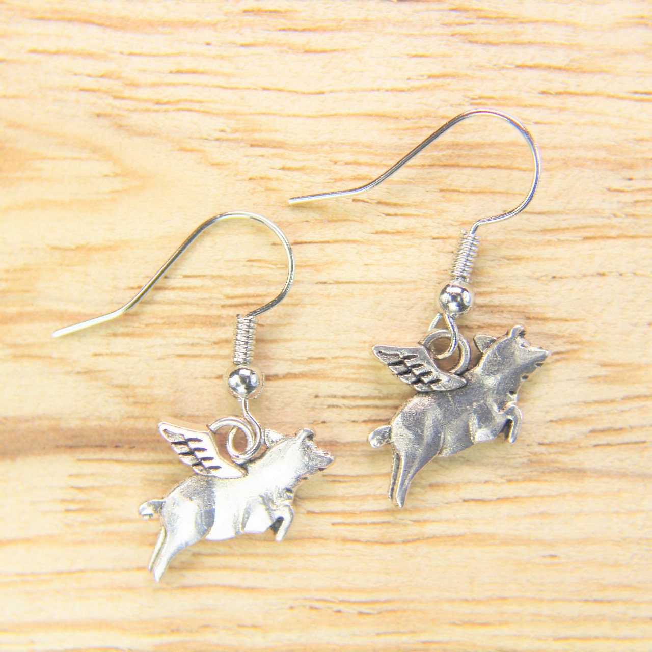 Sliver Flying Pig Earrings Flying Pig Earrings Flying Pig Jewelry Pig ...