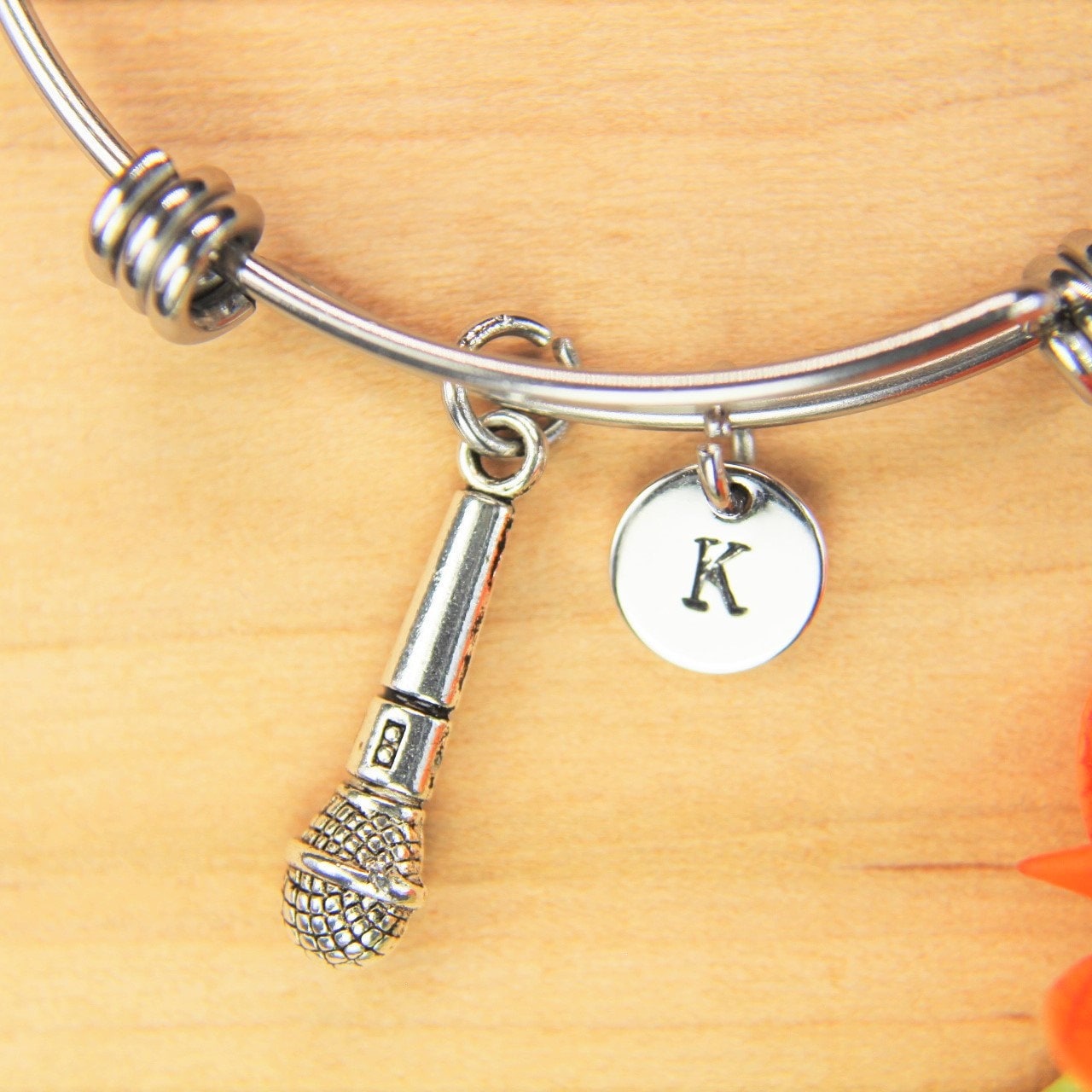 Microphone Bracelet Silver Microphone Charm Bracelet | Etsy