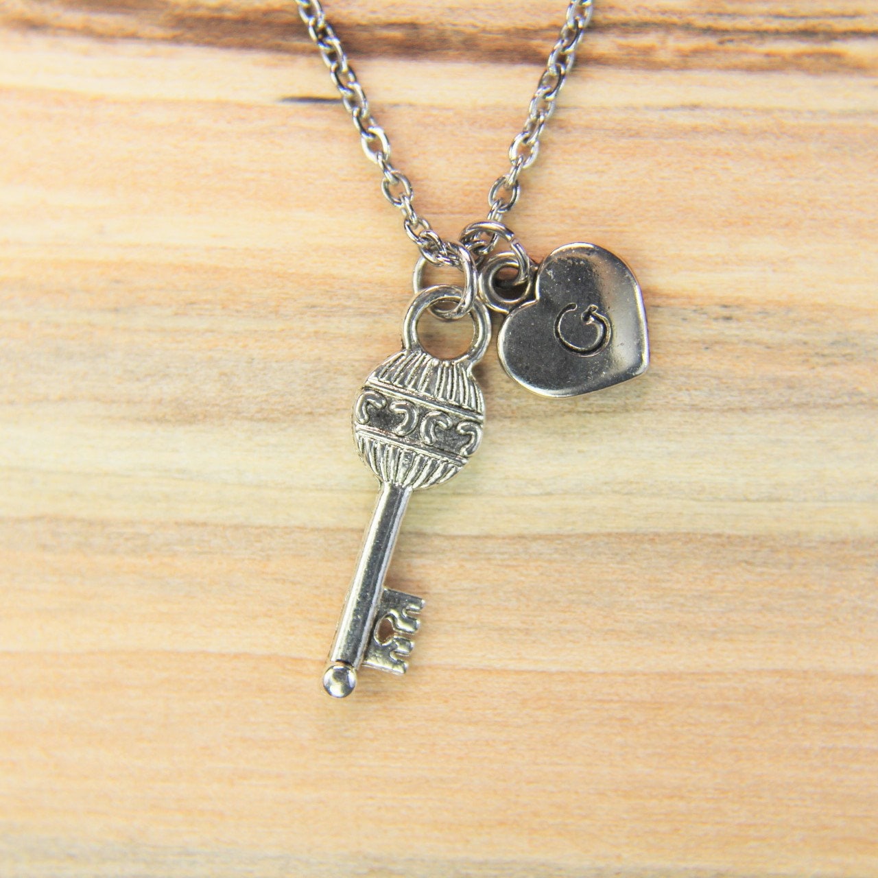 Skeleton Key Chain Silver Skeleton Key Charm Necklace Skeleton | Etsy