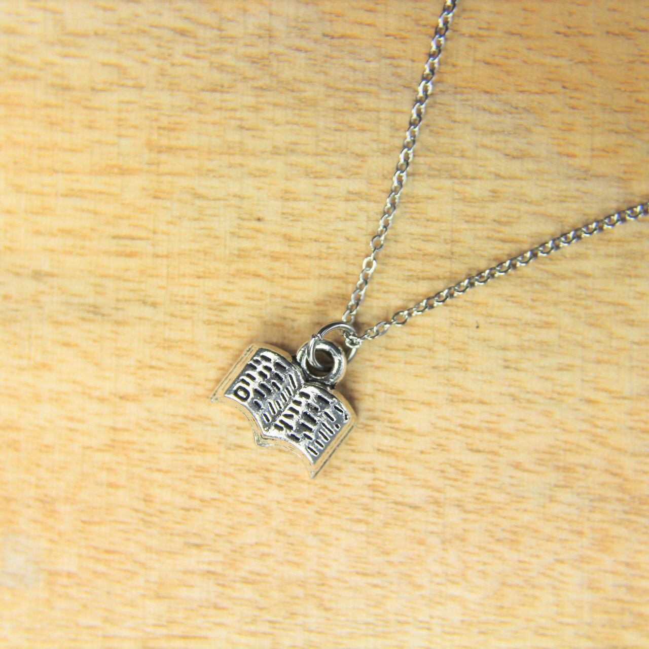 Silver Open Book Charm Necklace Open Book Necklace Open Book | Etsy