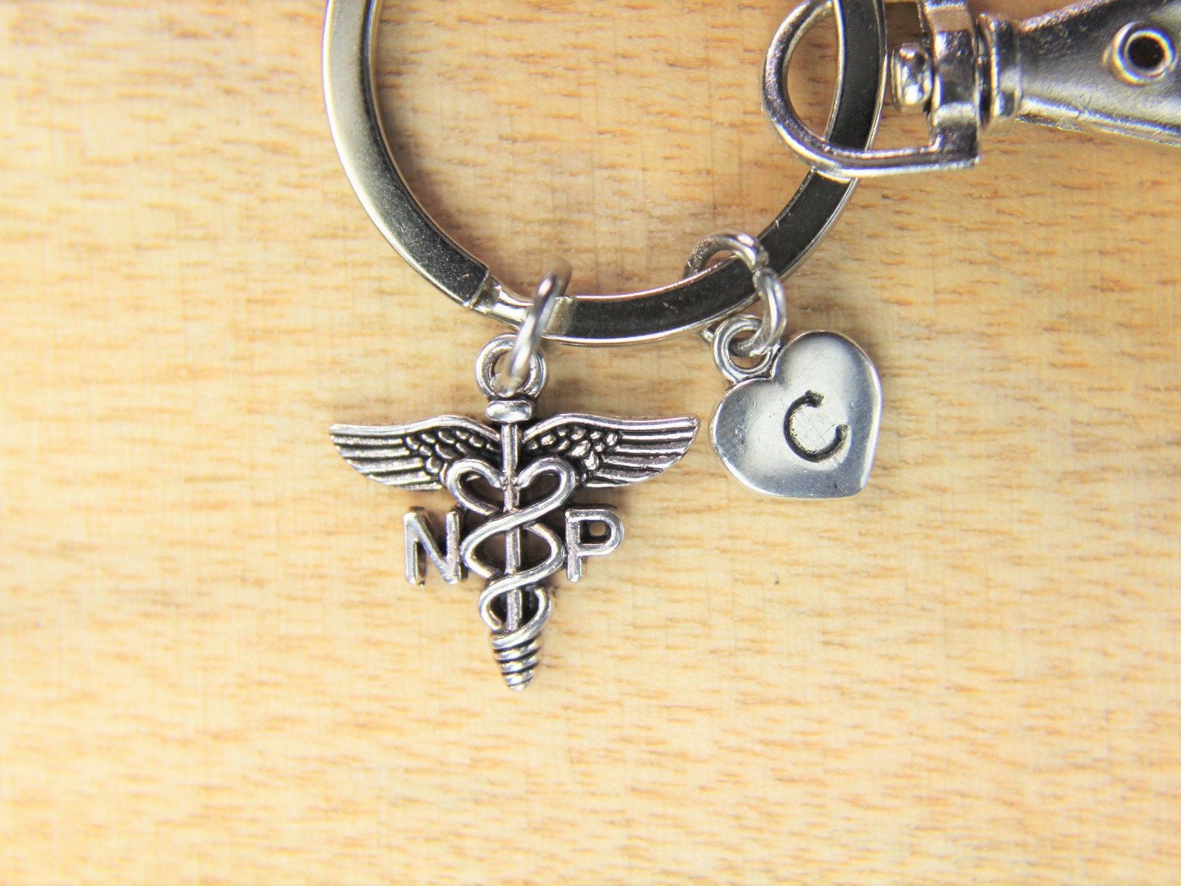 NP Caduceus Charm Keychain Caduceus Keyrings NP Gift Nurse Gift Medical ...