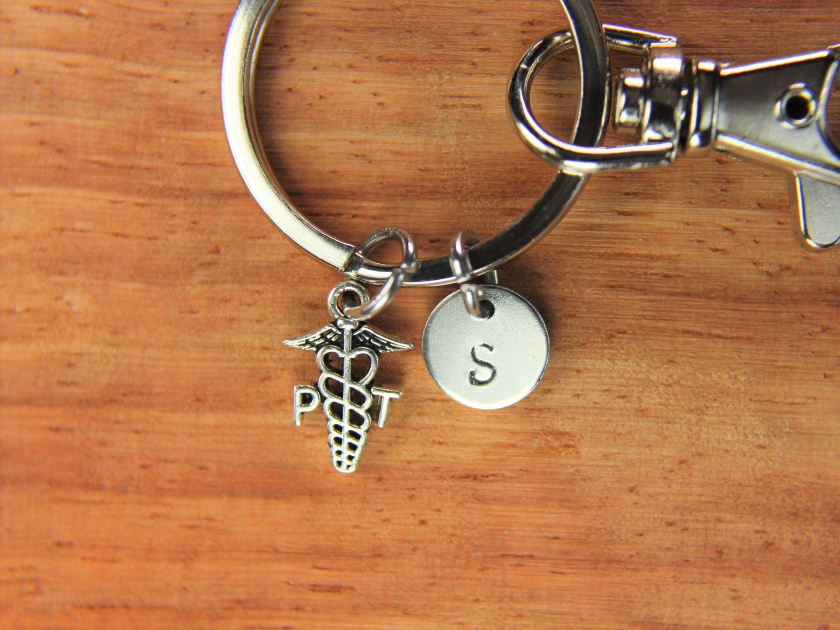 Physical Therapist Charm Keychain Caduceus Charm Keychain | Etsy
