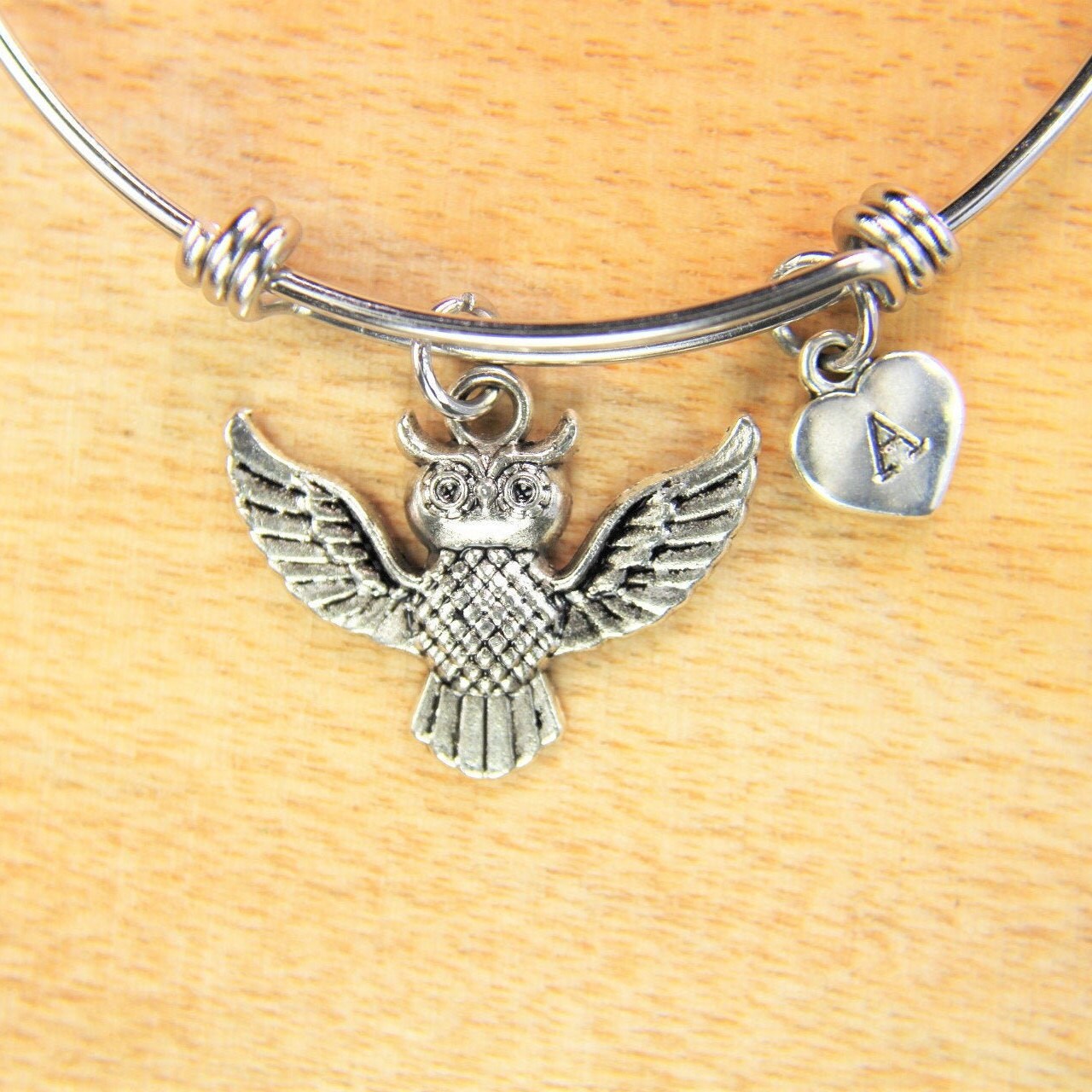 Owl Charm Bracelet Owl Charm Bangle Owl Charm Owl Gift | Etsy