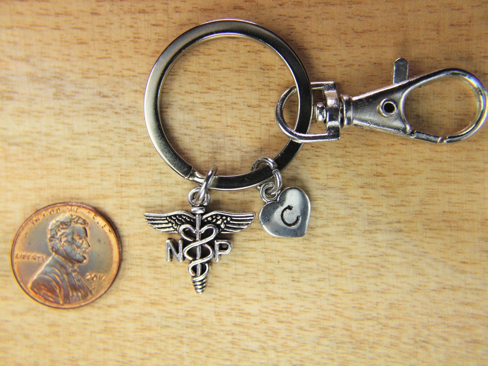 NP Caduceus Charm Keychain Caduceus Keyrings NP Gift Nurse Gift Medical ...