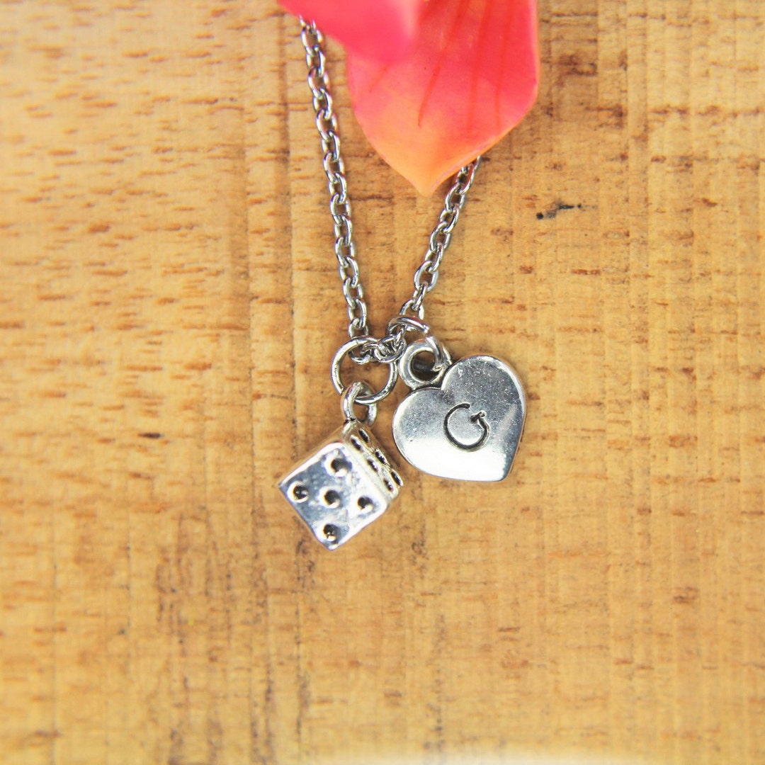 Dice Necklace Silver Dice Charm Necklace Gambling Pendant Lucky Dice ...