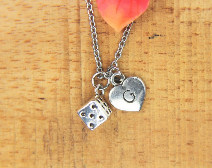 Dice Necklace Silver Dice Charm Necklace Gambling Pendant Lucky Dice ...