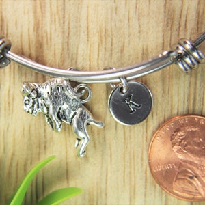 Silver Bison Charm Bracelet Buffalo Charm Bangle Bison Charm Animal ...