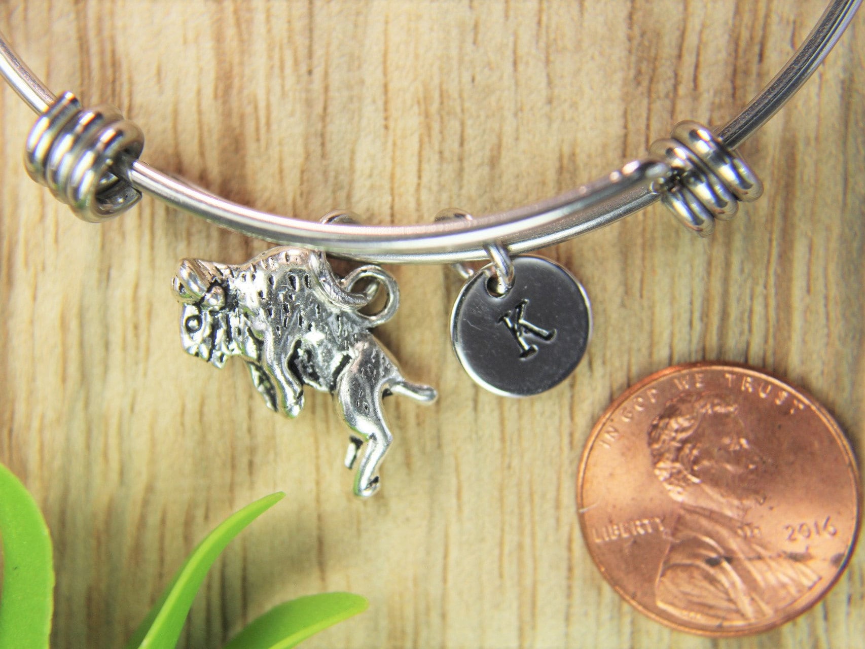 Silver Bison Charm Bracelet Buffalo Charm Bangle Bison Charm | Etsy