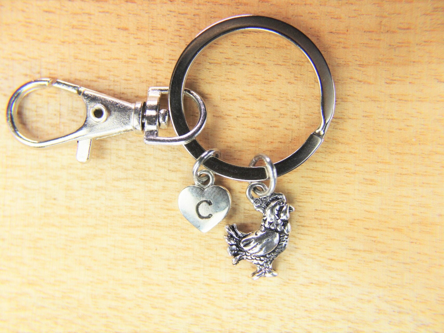 Chicken Keychain Silver Chicken Charm Chicken Charm Chicken - Etsy