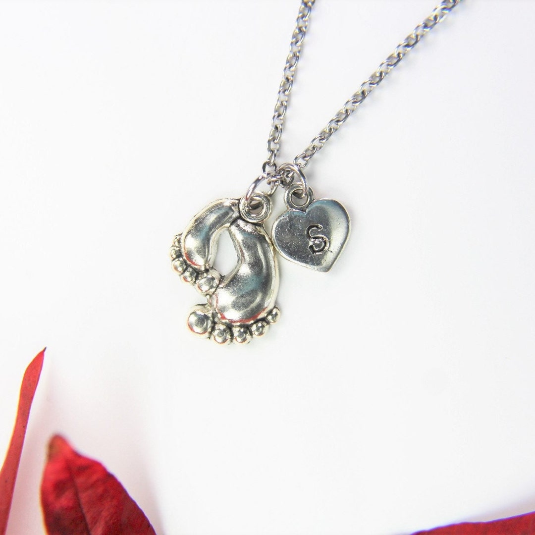 Silver Baby Feet Prints Charm Necklace Feet Charm Footprint Gift Gift ...