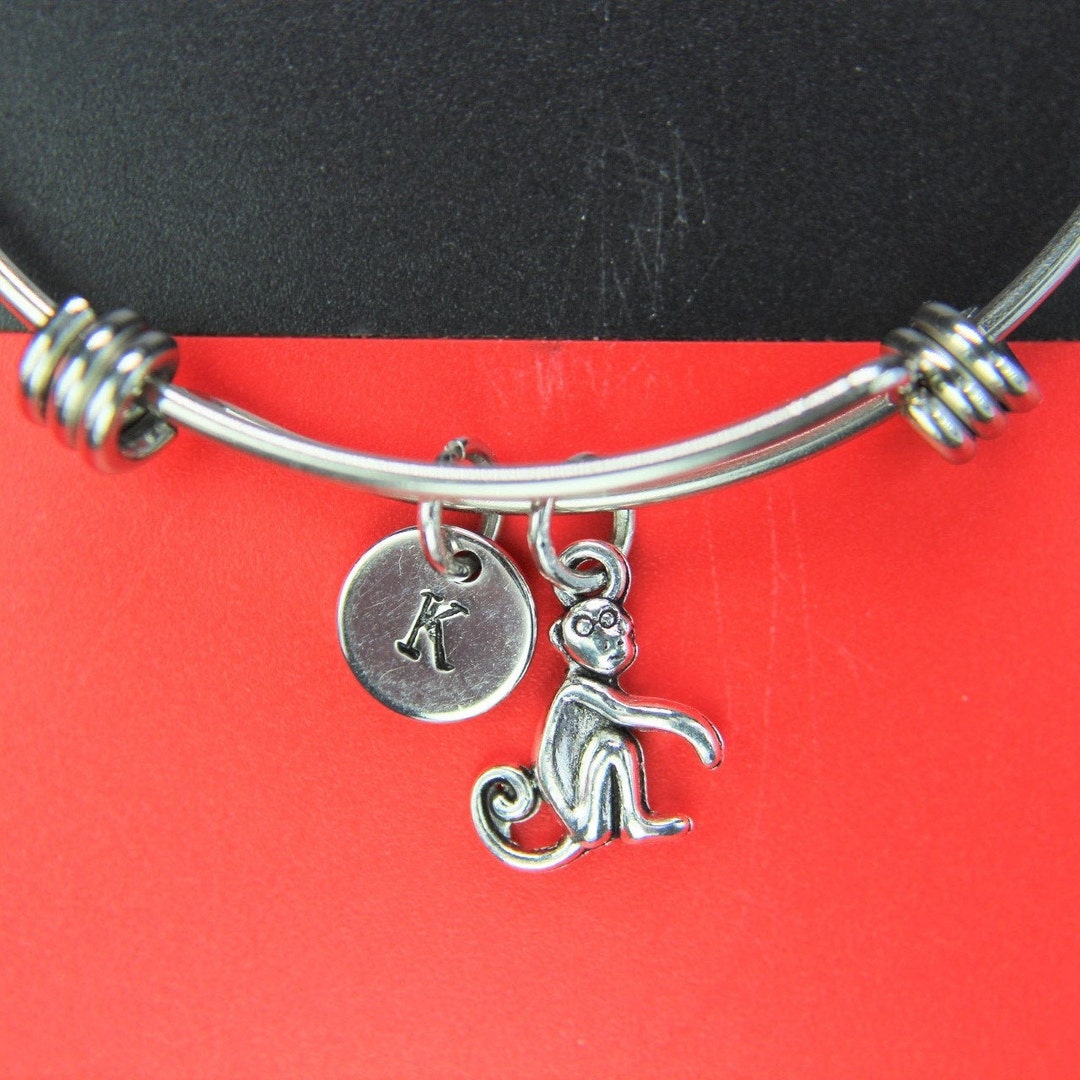 Silver Monkey Charm Bracelet Monkey Charm Bangle Monkey Charm Wild ...