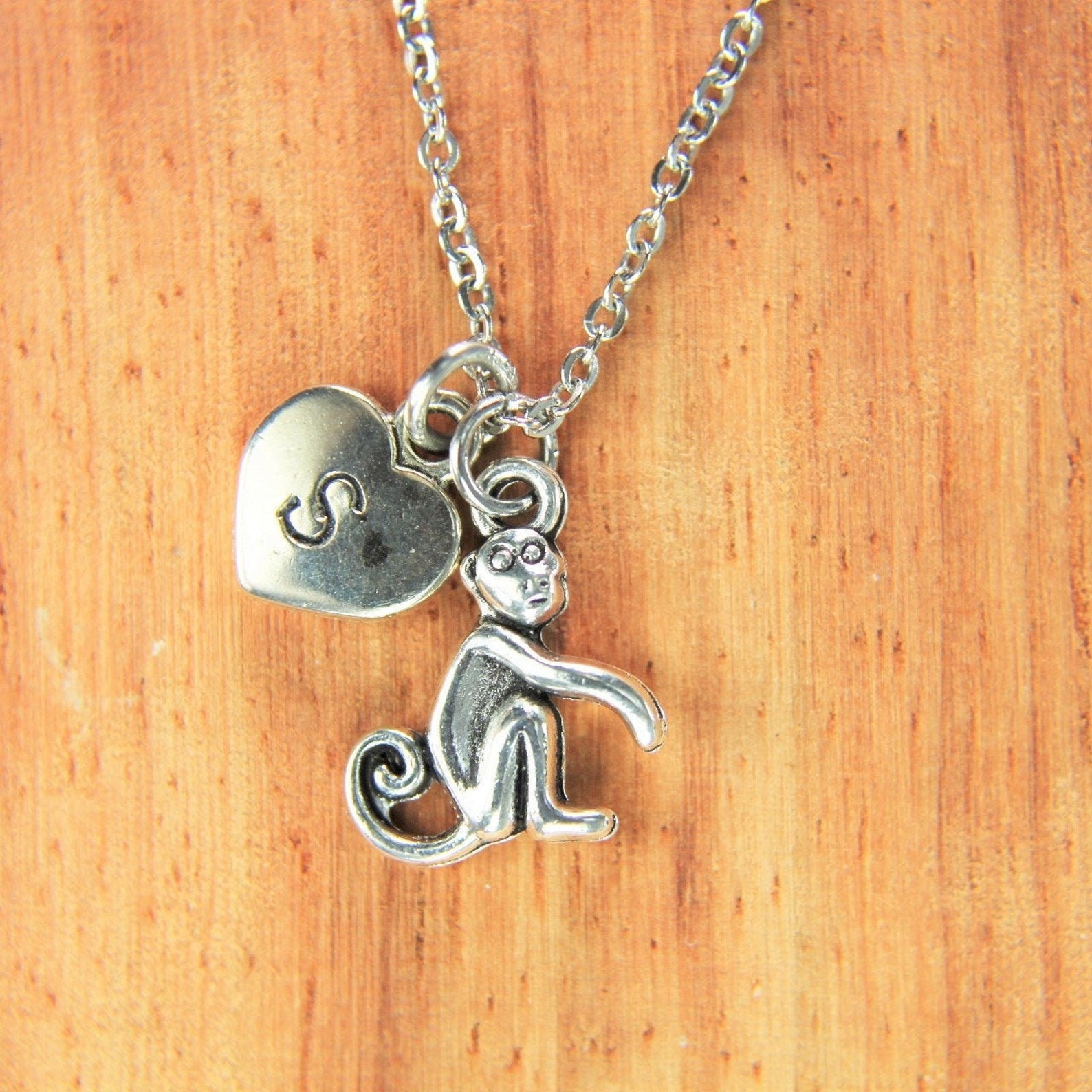 Monkey Necklace Silver Monkey Charm Necklace Mild Monkey Gift Cute ...