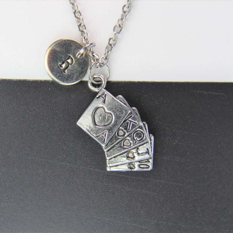 Playing Card Necklace Silver Playing Card Charm Necklace Poker - Etsy