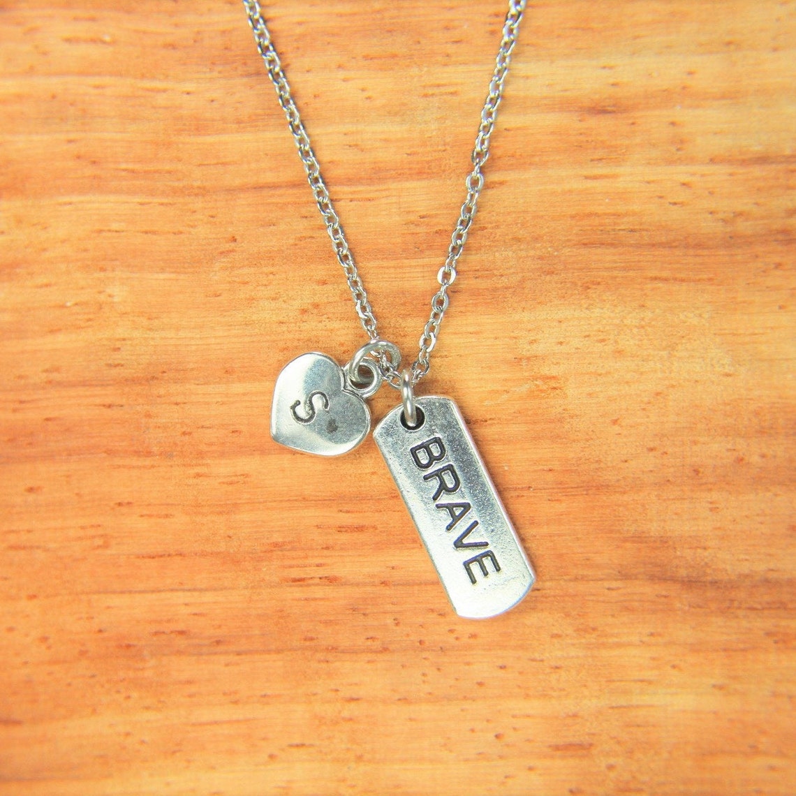 Silver Brave Charm Necklace Brave Necklace Message Brave | Etsy